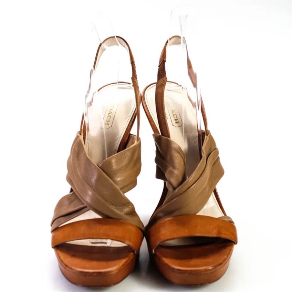 Coach Brown Leather Heel Shoes Sandals 7.5 - Gem